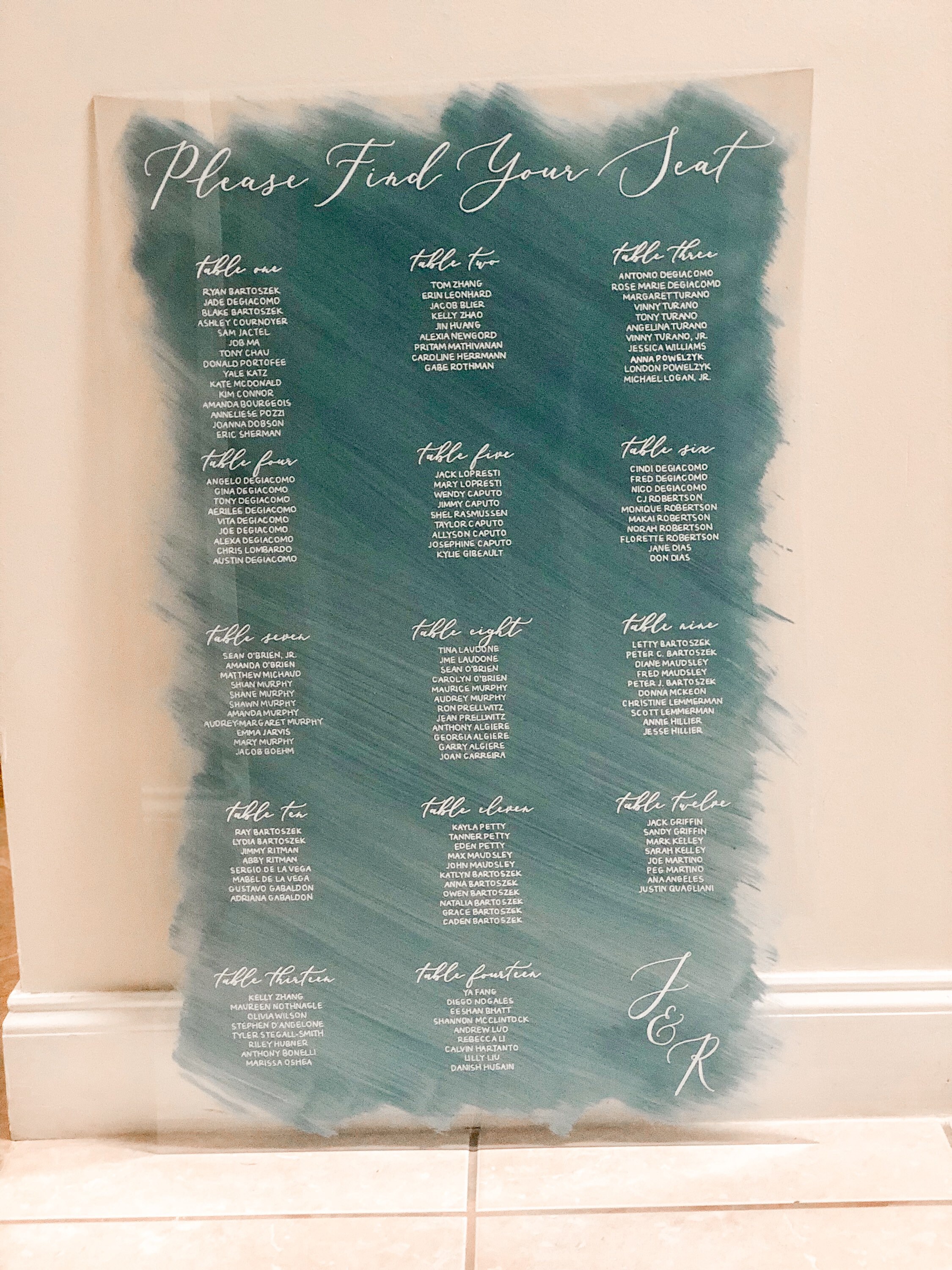 Painted Acrylic Seating Chart, Acrylic Seating Chart, Modern Seating ...