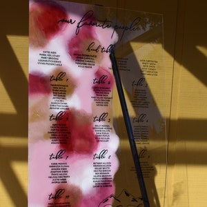 Painted Acrylic Wedding Seating Chart, Acrylic Seating Chart, Acrylic ...