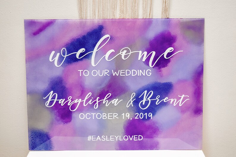 Painted Acrylic Welcome Sign, Acrylic Welcome Sign, Acrylic Wedding ...