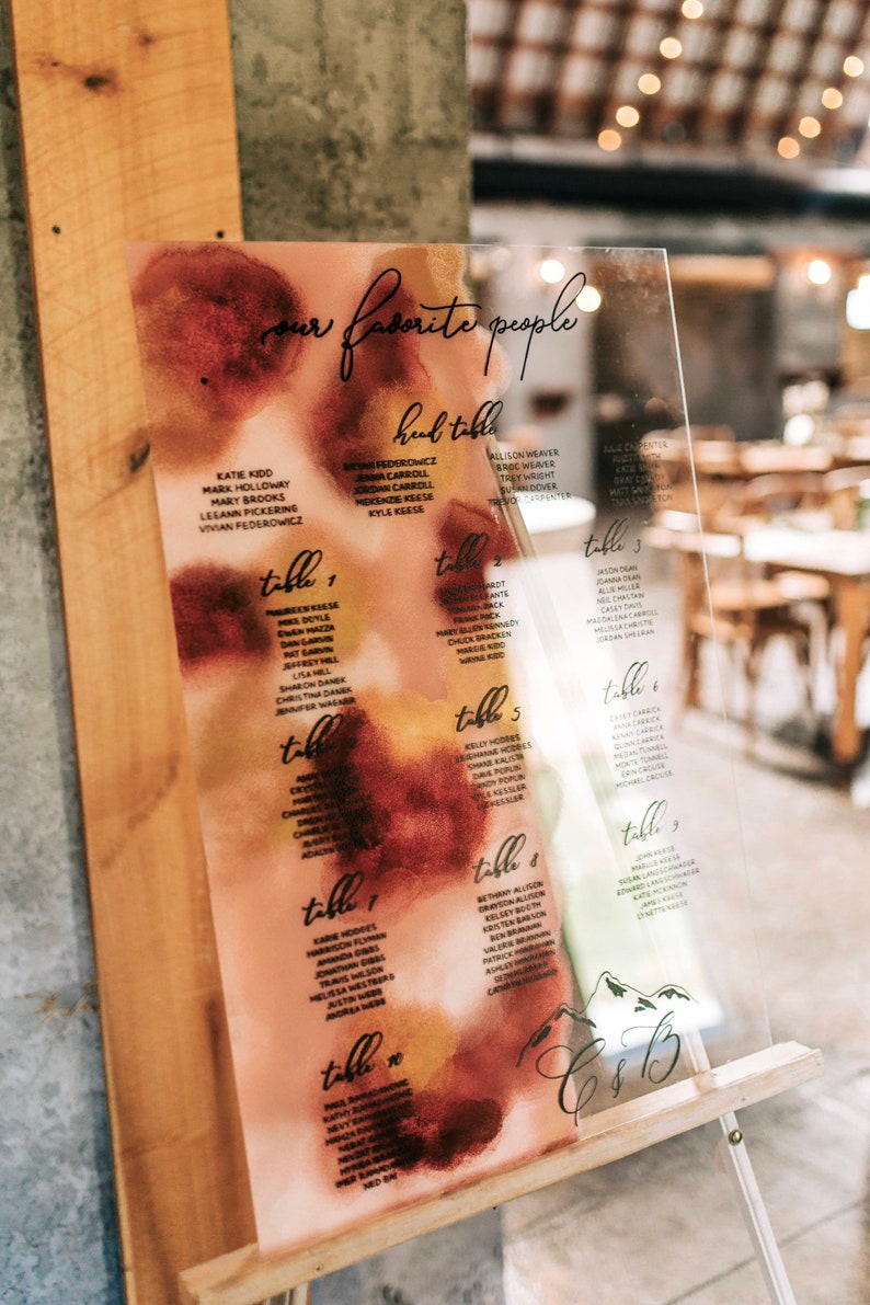 Painted Acrylic Wedding Seating Chart Acrylic Seating Chart - Etsy