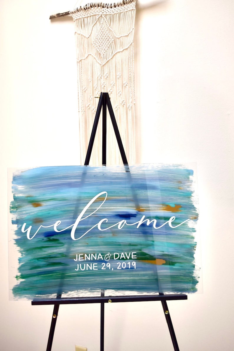 Painted Acrylic Welcome Sign, Acrylic Welcome Sign, Acrylic Wedding ...