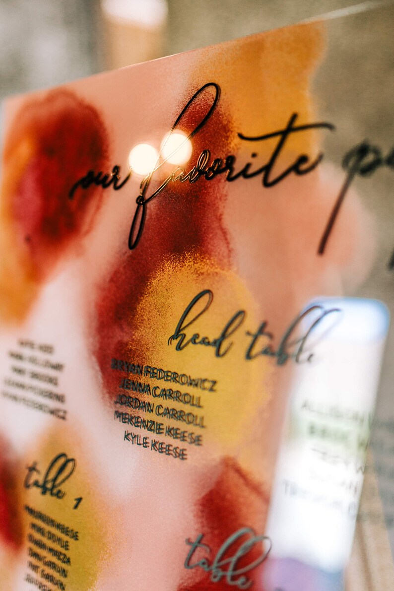 Painted Acrylic Wedding Seating Chart Acrylic Seating Chart - Etsy