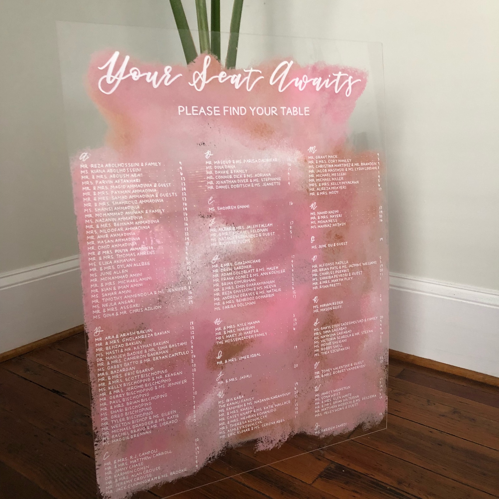 Painted Acrylic Wedding Seating Chart Acrylic Seating Chart - Etsy