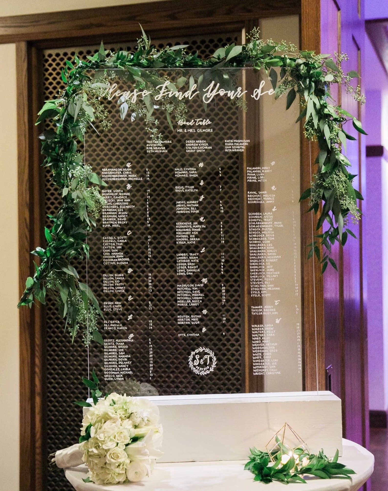 Alphabetical Acrylic Seating Chart, Acrylic Seating Chart, Wedding ...
