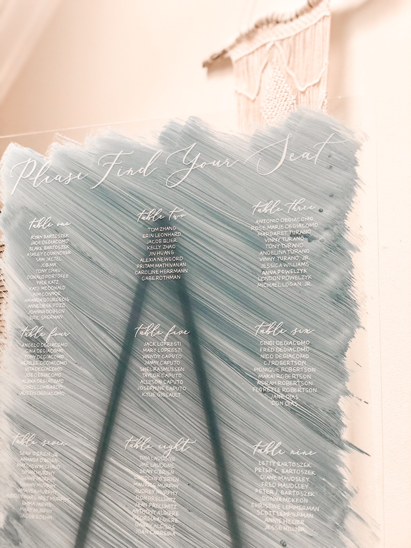 Painted Acrylic Seating Chart, Acrylic Seating Chart, Modern Seating ...