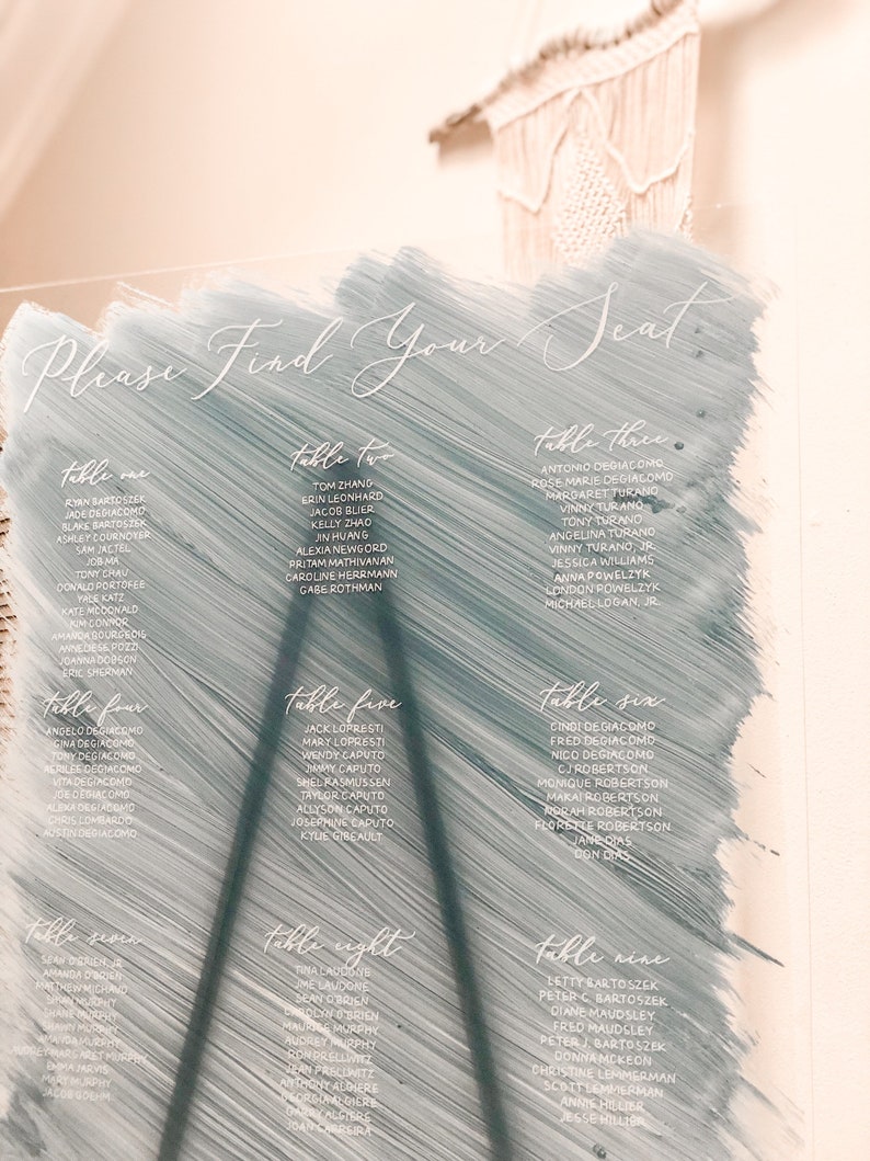 Painted Acrylic Seating Chart Acrylic Seating Chart Modern - Etsy