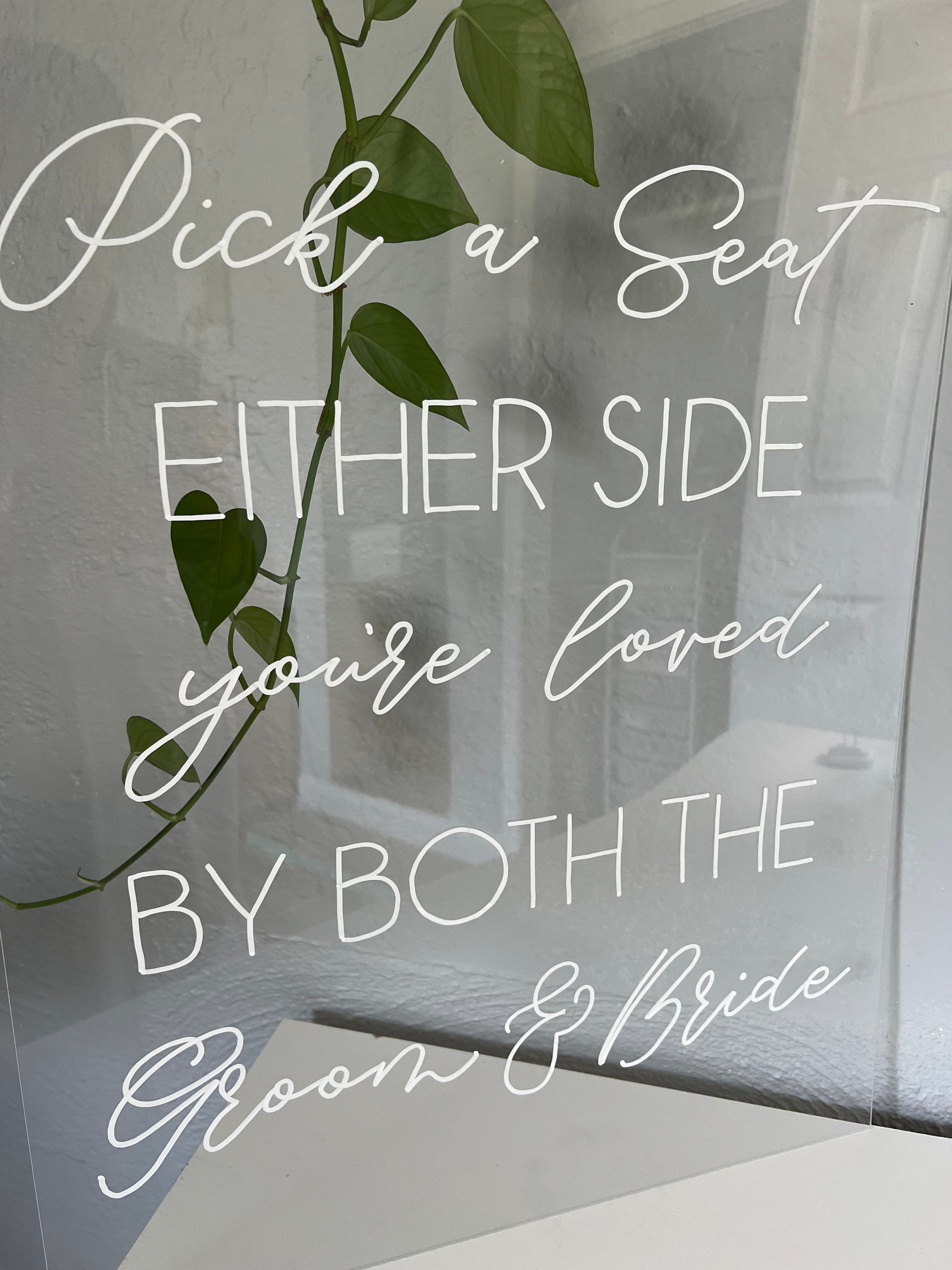 Pick a Side Sign, Acrylic Wedding Sign, Acrylic Wedding Welcome Sign ...