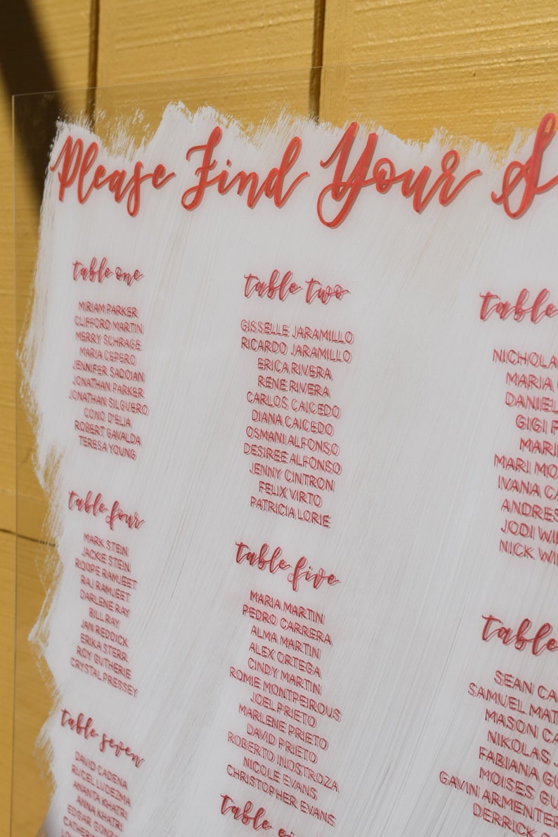 Painted Acrylic Seating Chart Acrylic Seating Chart Modern - Etsy