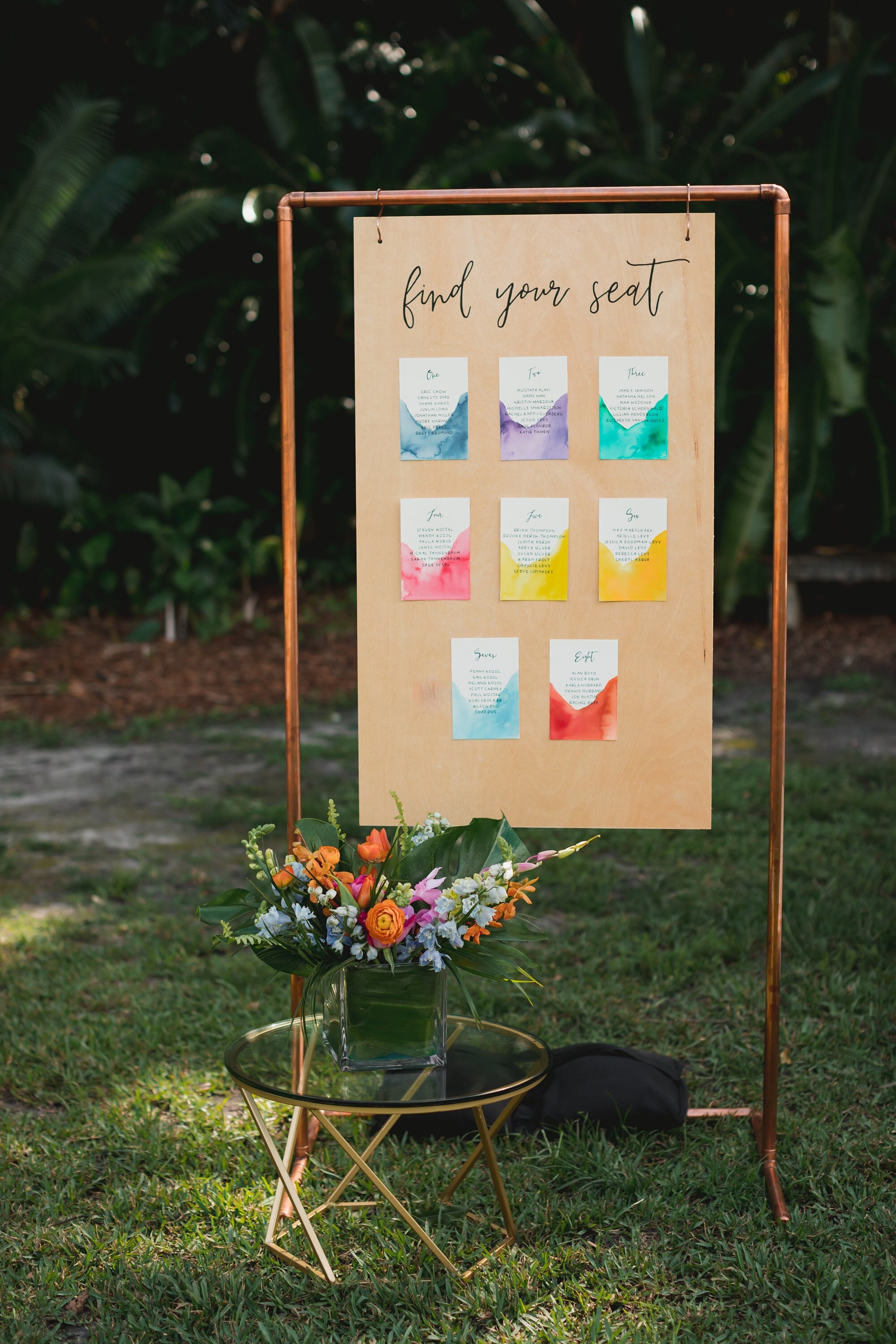 Painted Wedding Seating Chart, Watercolor Seating Chart, Wood Wedding ...
