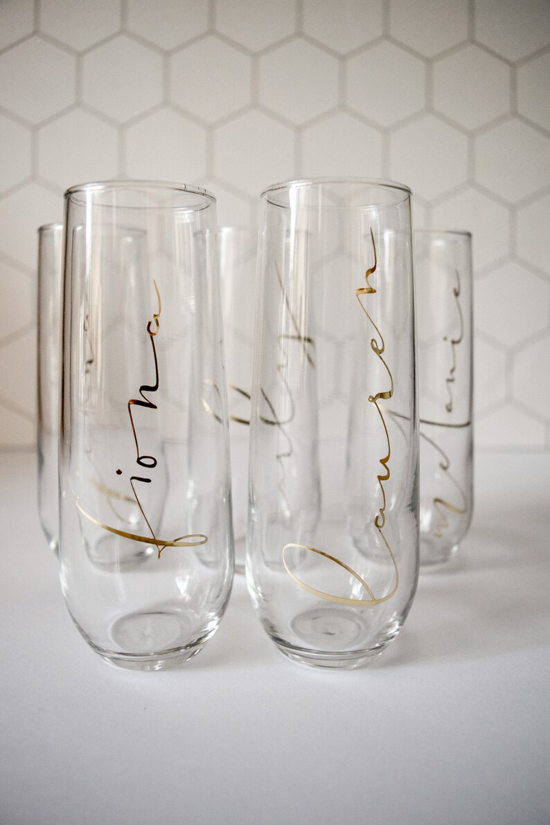 Stemless Champagne Flute Stemless Wine Glass Personalized - Etsy