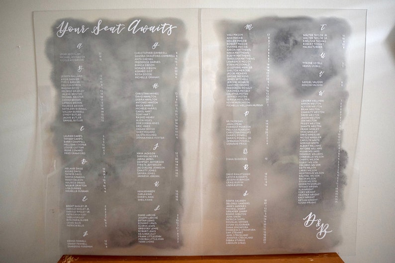 Painted Acrylic Seating Chart Acrylic Seating Chart Modern - Etsy