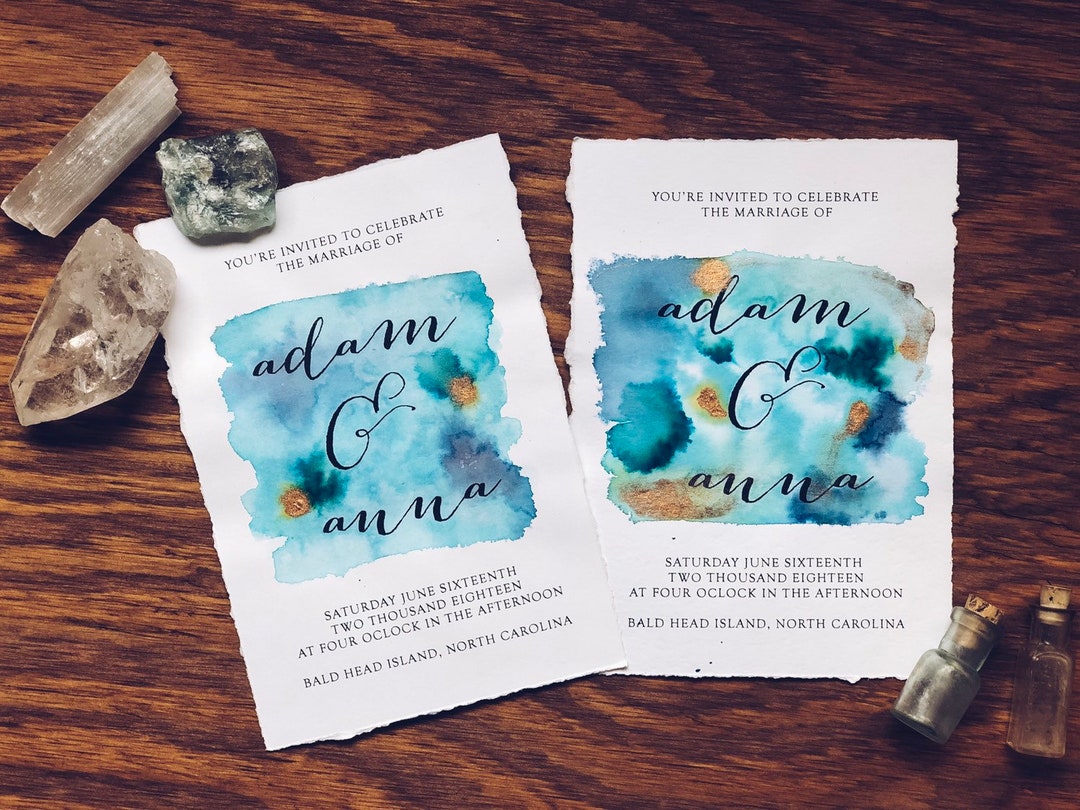 Custom Wedding Invitations, Handmade Wedding Invitations, Watercolor ...