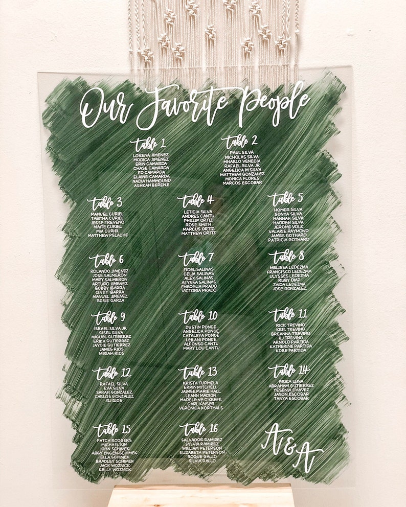 Painted Acrylic Seating Chart Acrylic Seating Chart Modern - Etsy