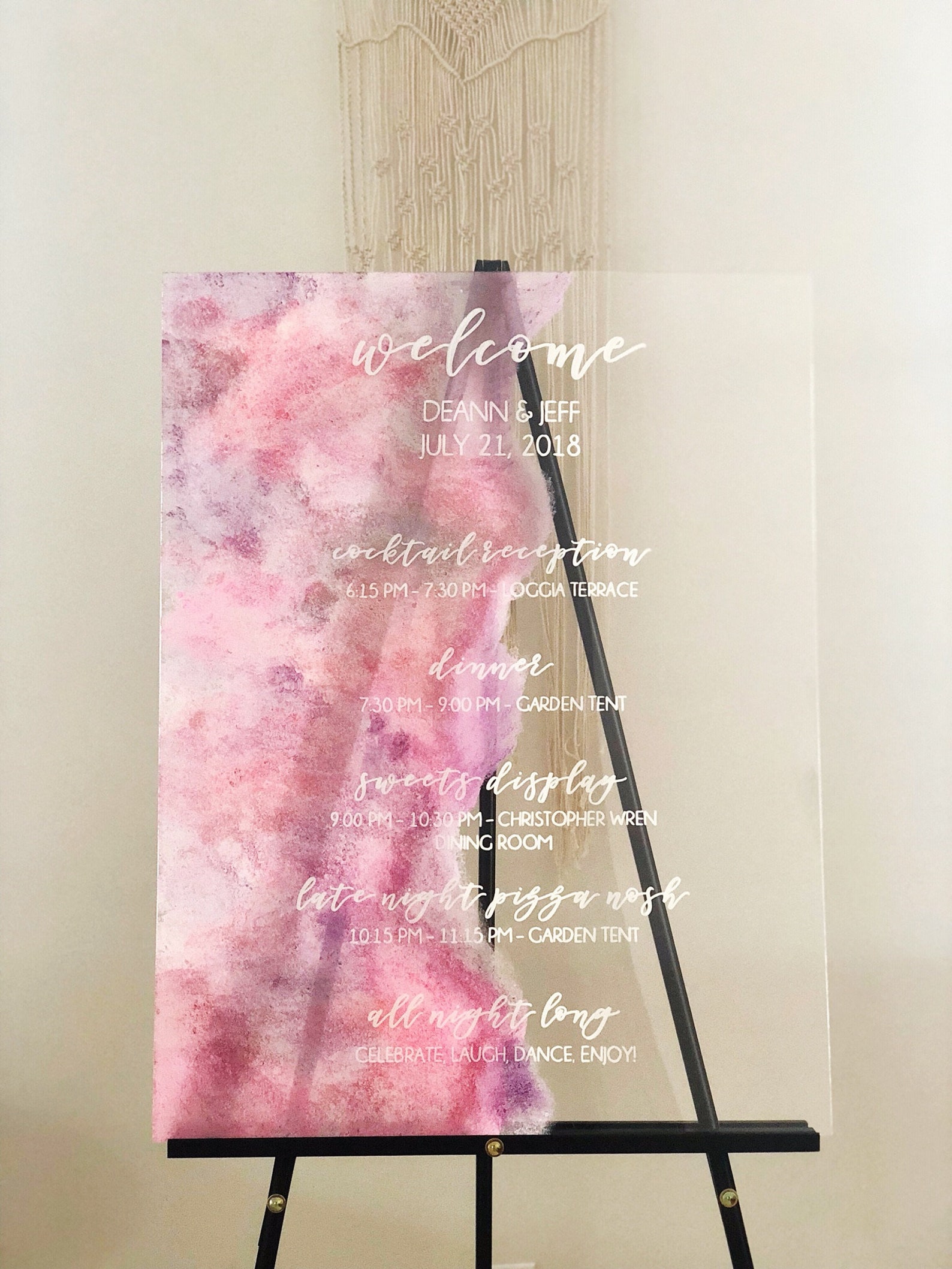 Painted Acrylic Welcome Sign Wedding Welcome Sign Acrylic | Etsy