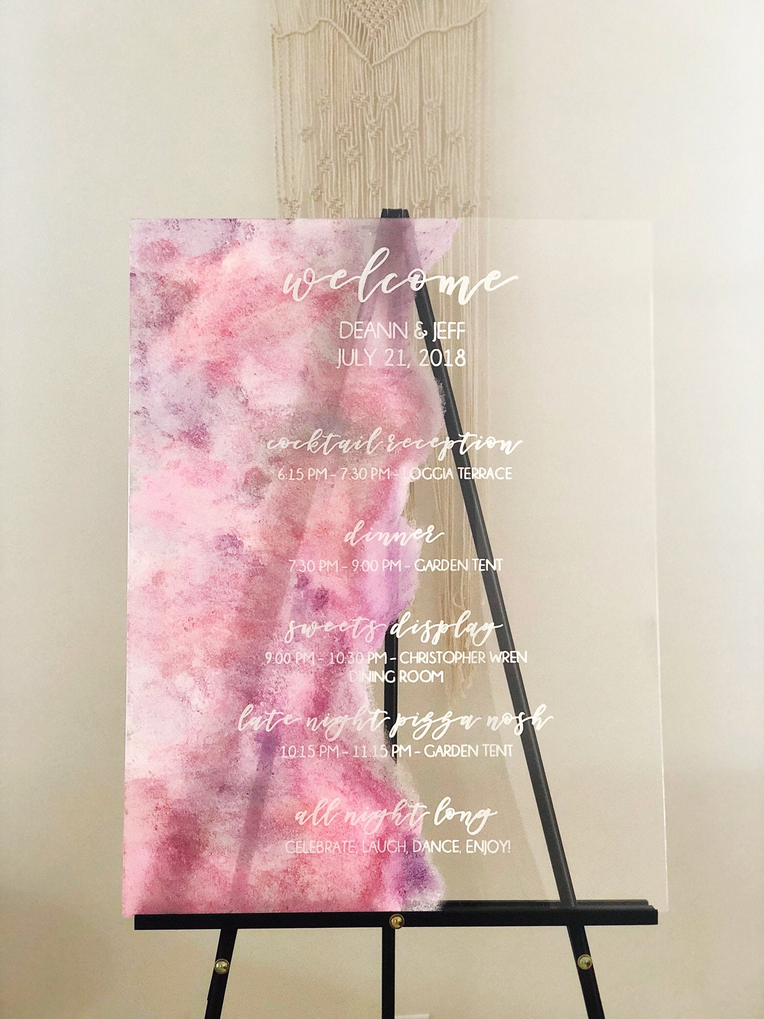 Painted Acrylic Welcome Sign Wedding Welcome Sign Acrylic | Etsy