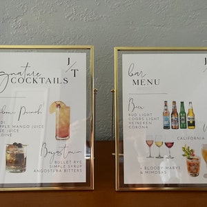 Custom Bar Menu Sign, Custom Bar Menu Sign With Illustrations, Bar Menu ...