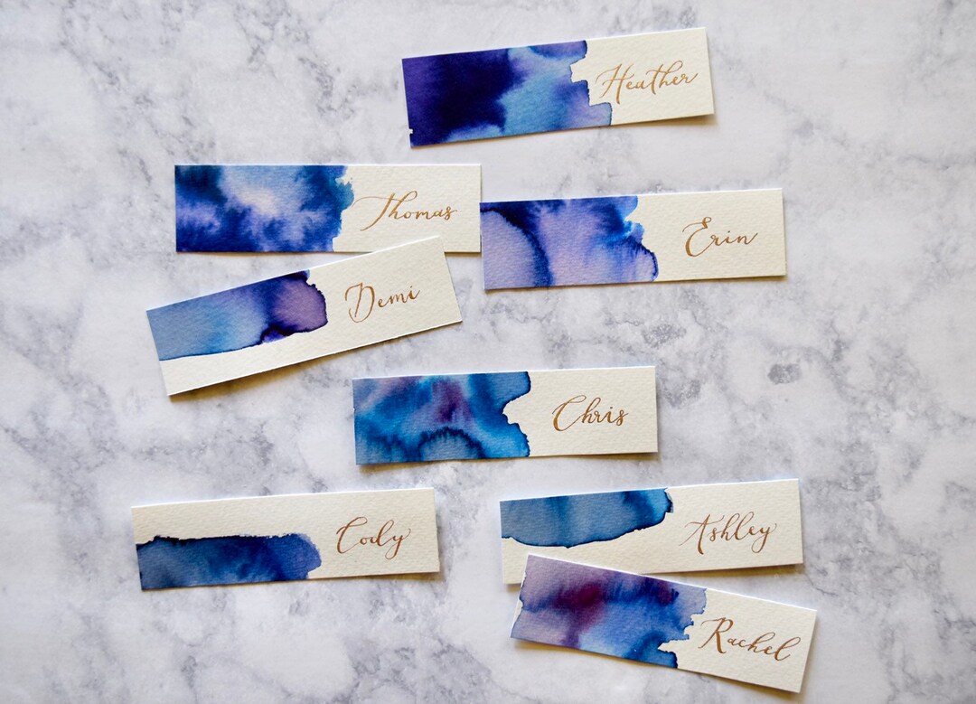 Watercolor Wash Place Cards Watercolor Place Cards Marble - Etsy