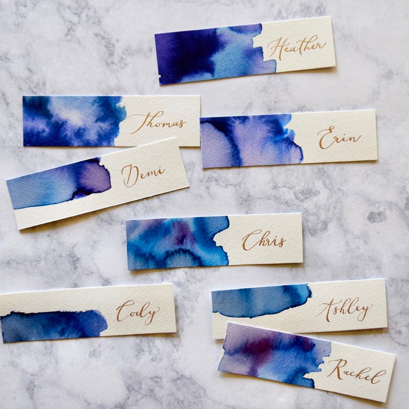 Watercolor Name Card - Etsy