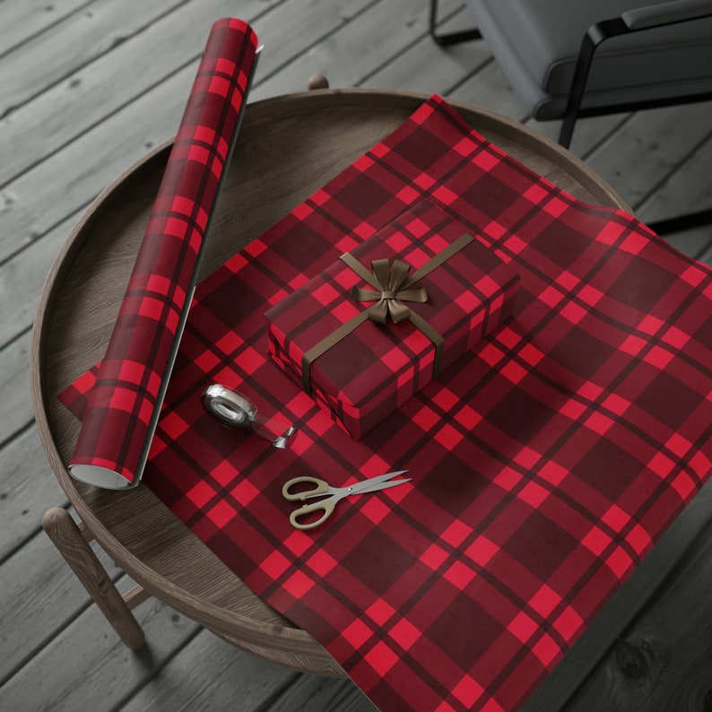 Classic Red Plaid Wrapping Paper Rustic Christmas Wrapping Paper ...