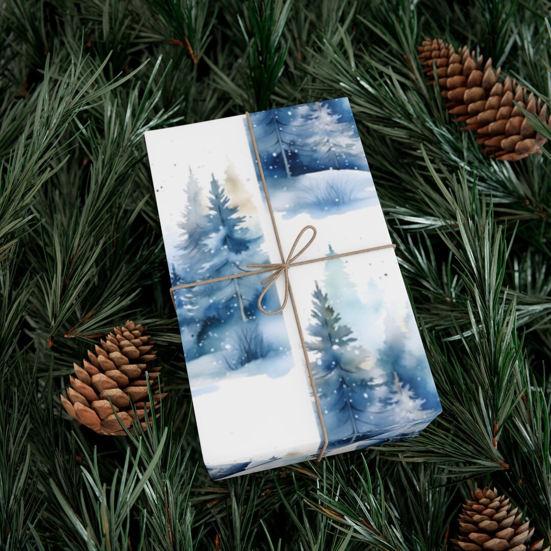 Winter Wonderland Blue and White Gift Wrap Papers Rustic Christmas Wrap ...