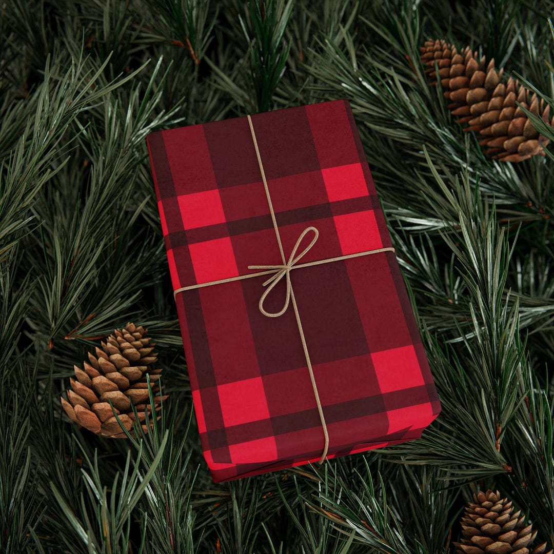 Classic Red Plaid Wrapping Paper 90gsm Matte Gloss Gift Wrap Roll 30x36 ...