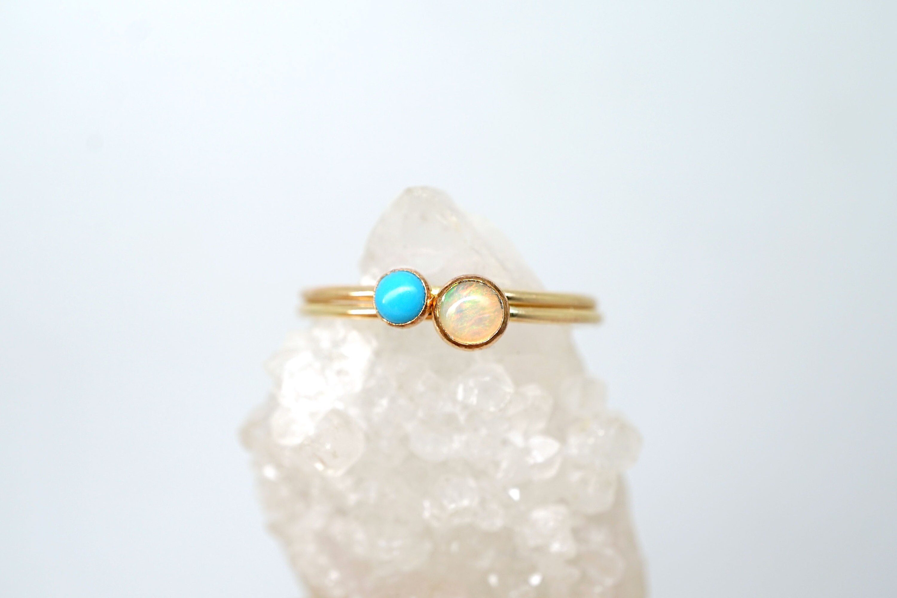 Tiny Turquoise Ring in 14K Yellow Gold Filled-natural Turquoise Ring ...