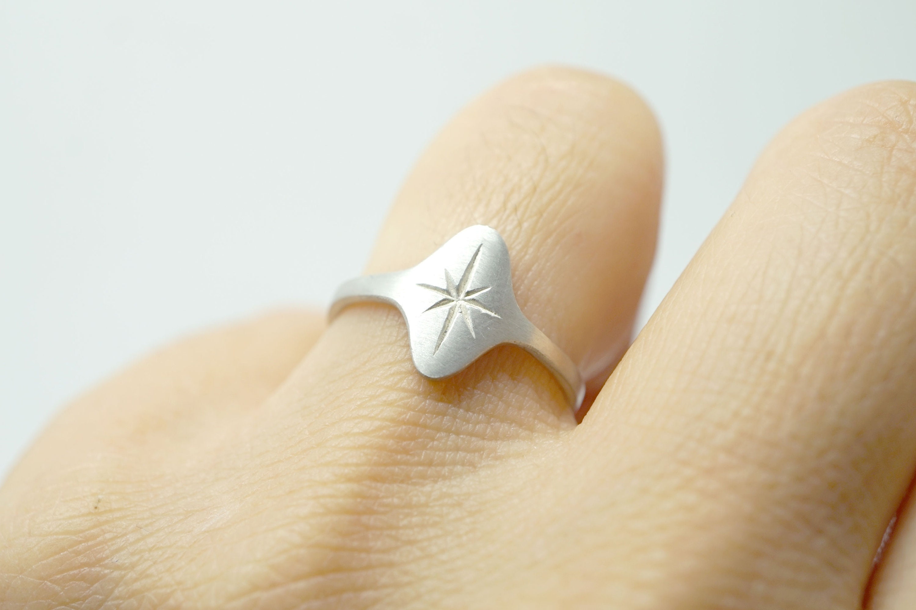 Star ring in sterling silver-signet ring women-silver signet | Etsy