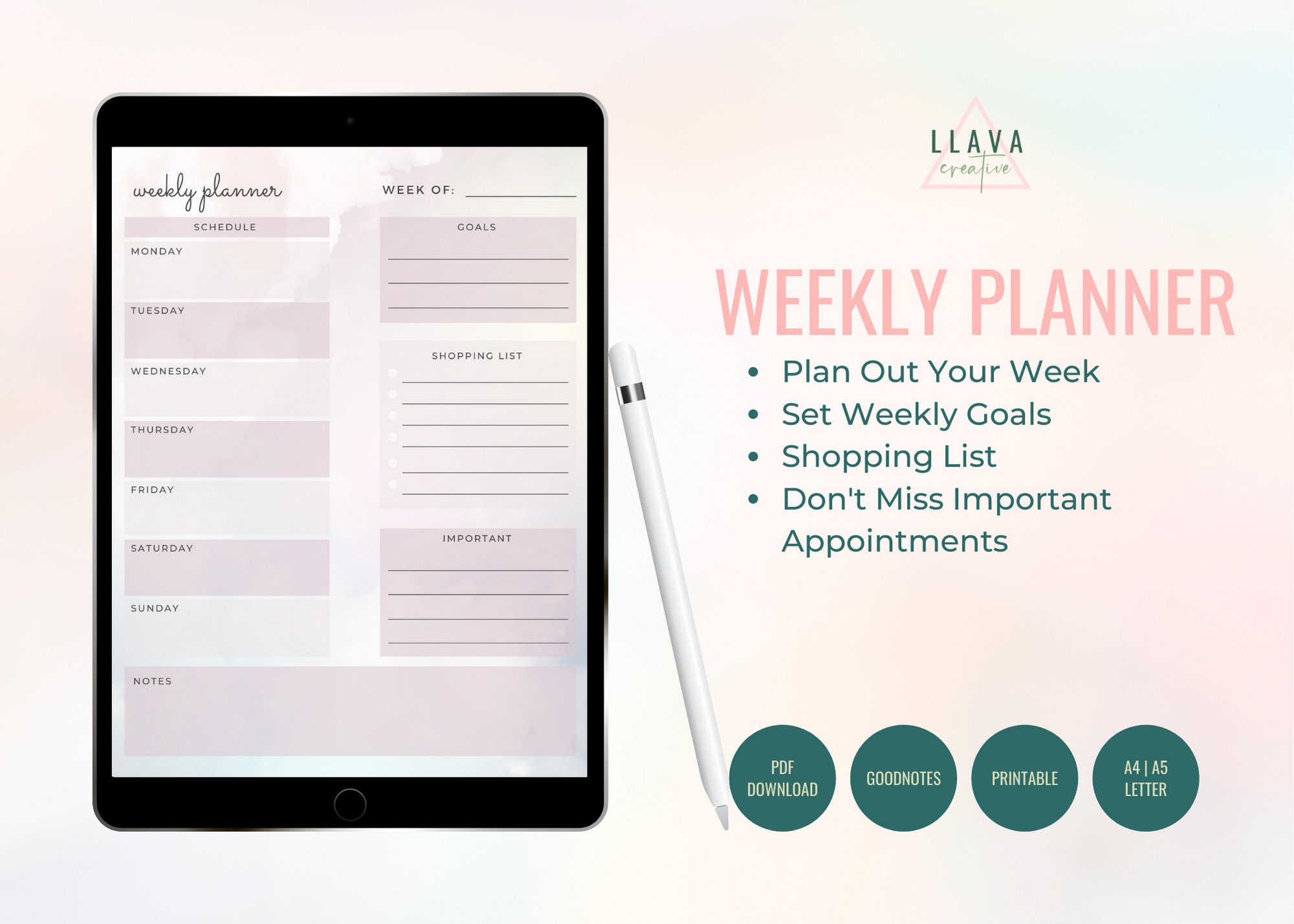 Minimalist Purple Sky Digital and Printable Daily, Weekly, and Monthly ...