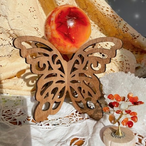 Butterfly Wooden Sphere Stand | Crystal Sphere Stand | Butterfly Stand ...