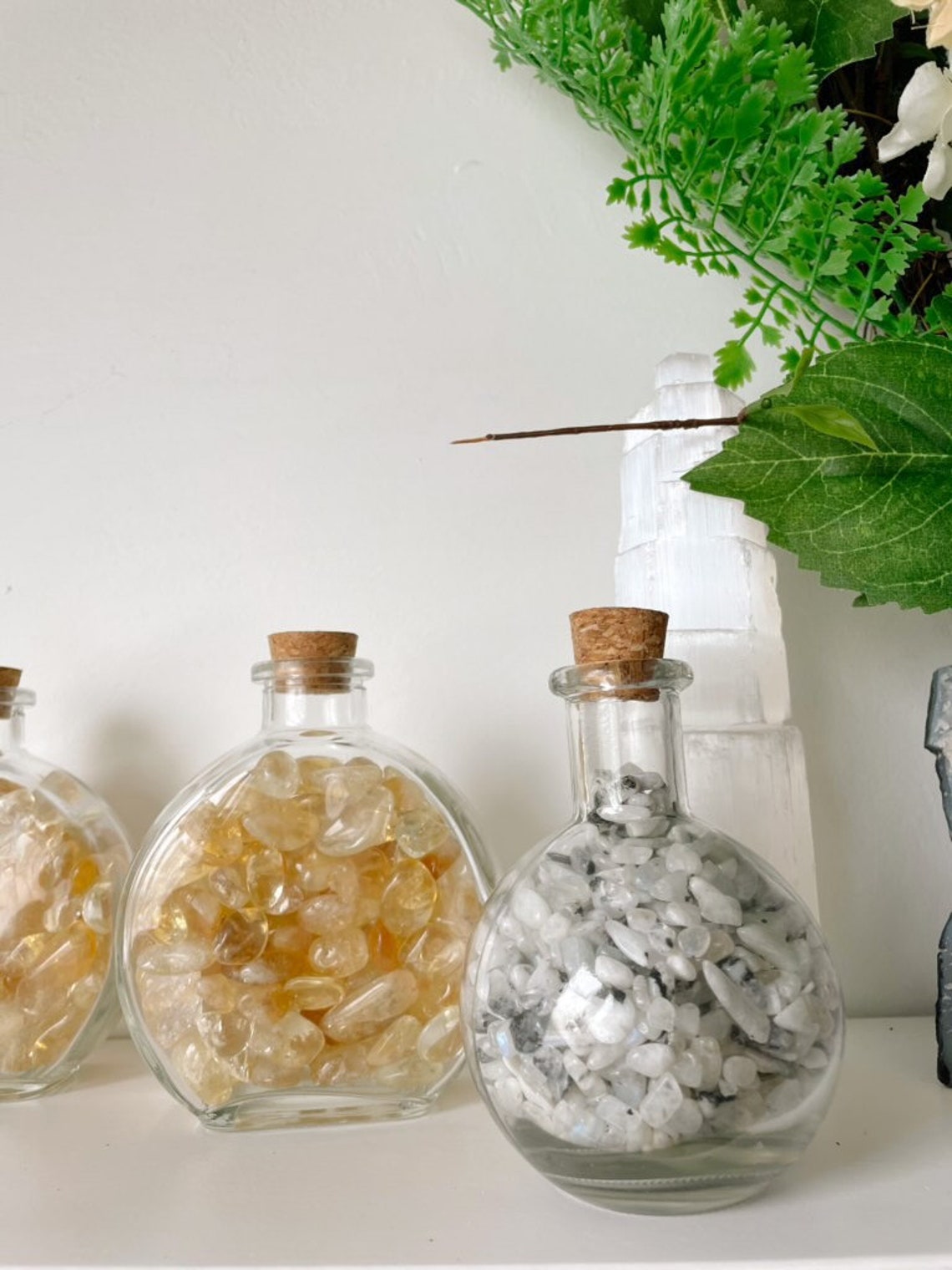 Moonstone Chips With Potion Glass Jar Crystals - Etsy