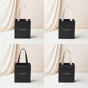 50pcs A1S Black Paper Bag Custom Logo Jewelry Package Bag With ...