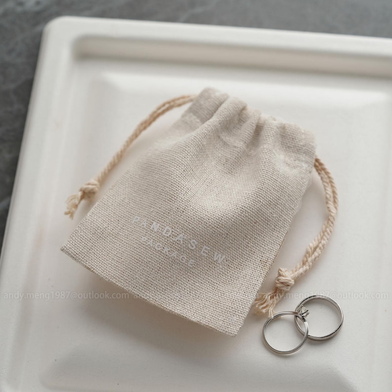 50 Organic Linen Favor Bags: Custom Logo Printed Jewelry Packaging - Etsy