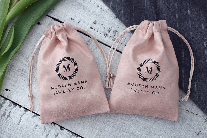 50 pink custom drawstring bags personalized logo printed | Etsy