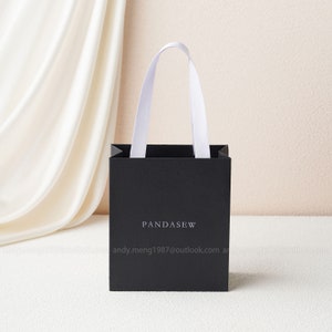 50pcs A1S Black Paper Bag Custom Logo Jewelry Package Bag With ...