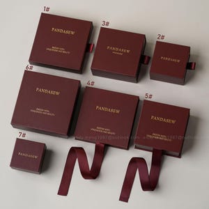50pcs Burgundy Paper Box Custom Jewelry Box in Wine Red, 7 Different ...