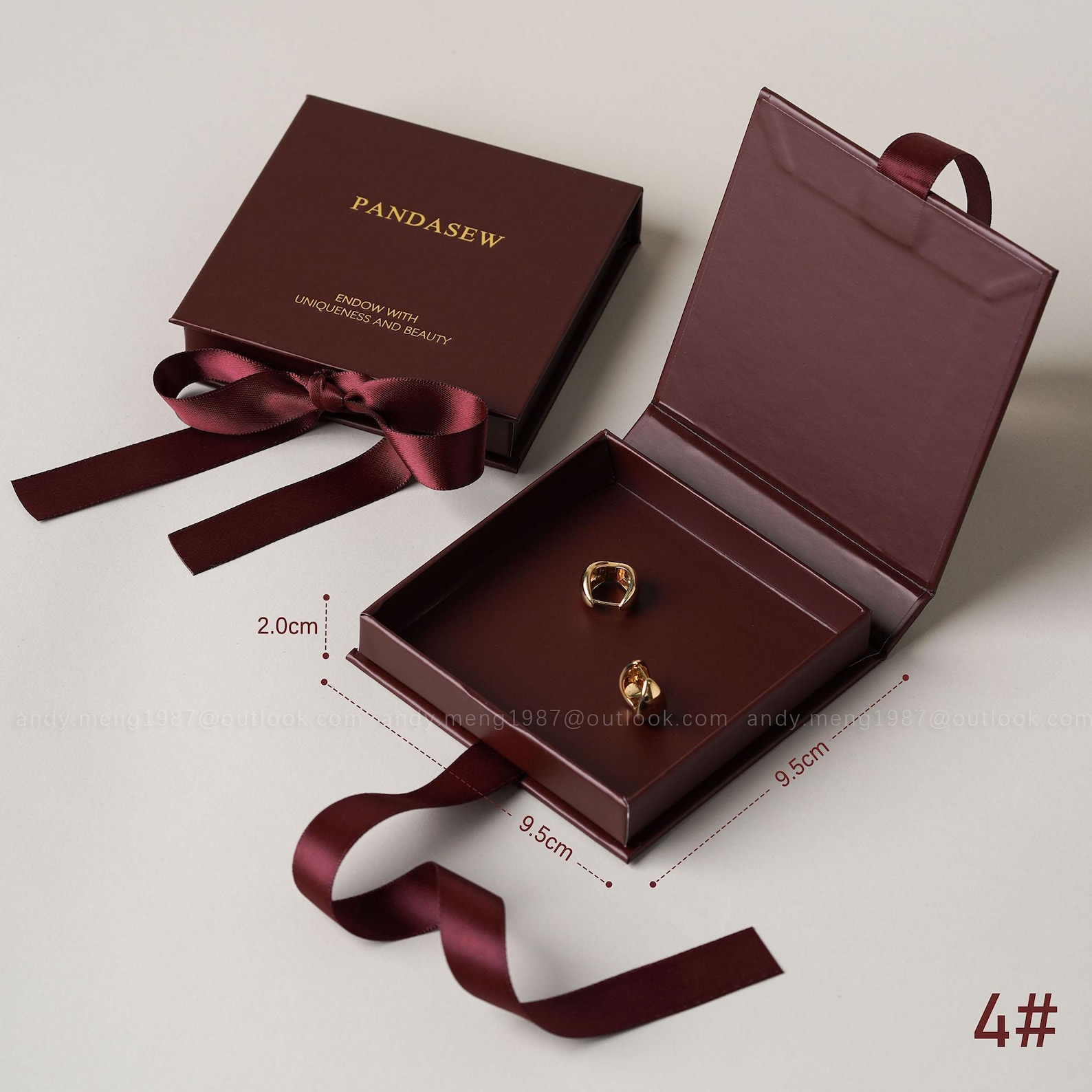 50pcs Burgundy Paper Box Custom Jewelry Box in Wine Red, 7 Different ...