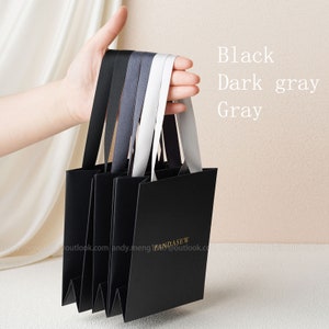 50pcs A1S Black Paper Bag Custom Logo Jewelry Package Bag With ...