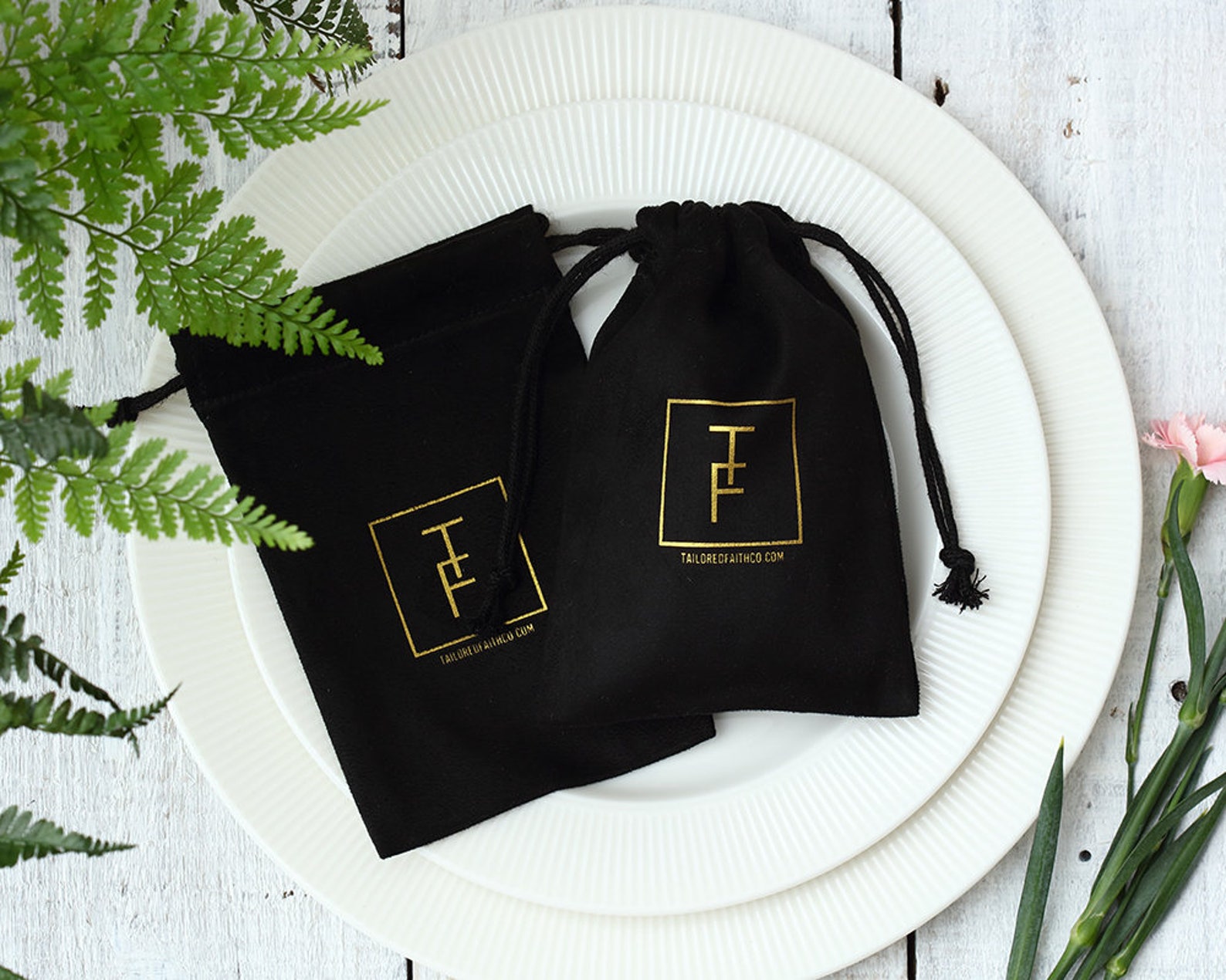 50 Black Flannel Bags Personalized With Your Logo Print Any | Etsy