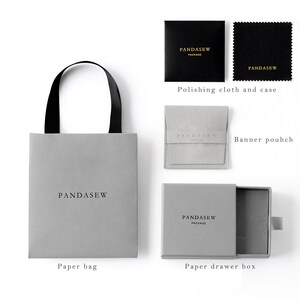50 Sets Paper Bag With Box and Polishing Cloth, Jewelry Package Gray ...