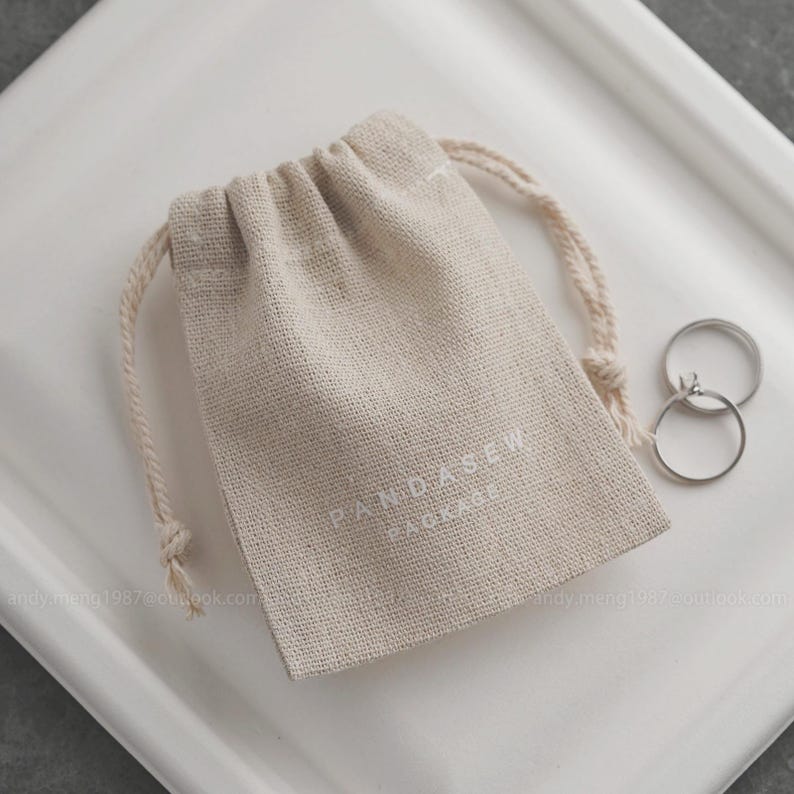 50 Organic Linen Favor Bags: Custom Logo Printed Jewelry Packaging - Etsy