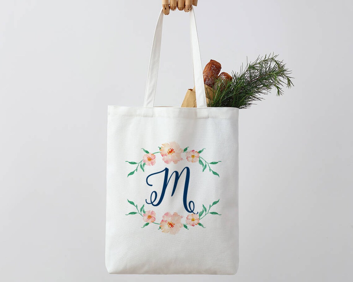Bridesmaid Tote Bag Personalized Wedding Tote Bag Floral Tote | Etsy