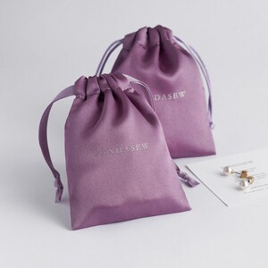 100pcs Purple Satin Drawstring Bags, Custom Logo and Size as You Like ...