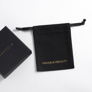 50 Jewelry Packaging Black Cotton Canvas Pouch Bags Custom Drawstring ...