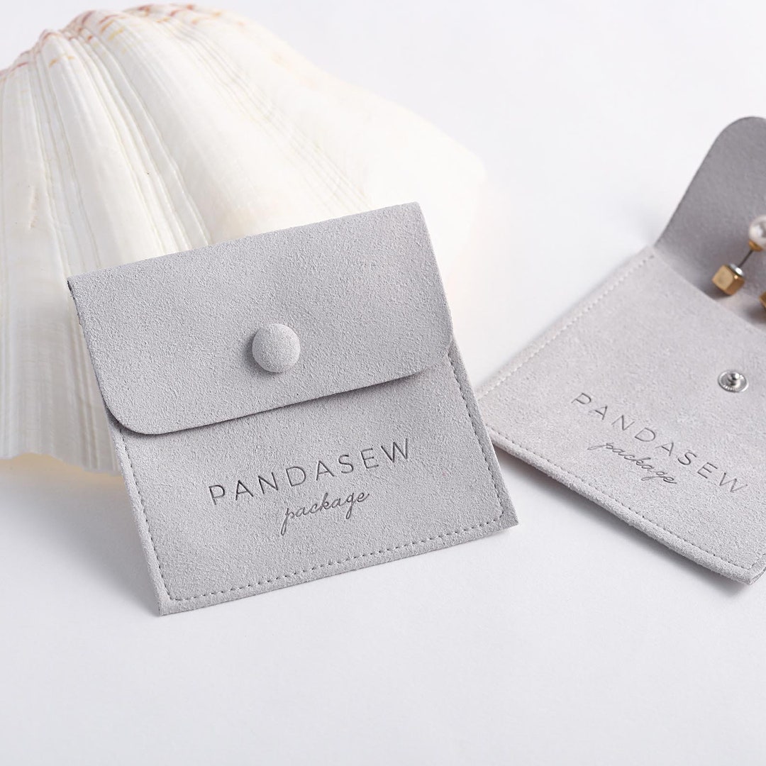 50pcs Light Gray Personalized Jewelry Packaging Pouch Custom Logo ...