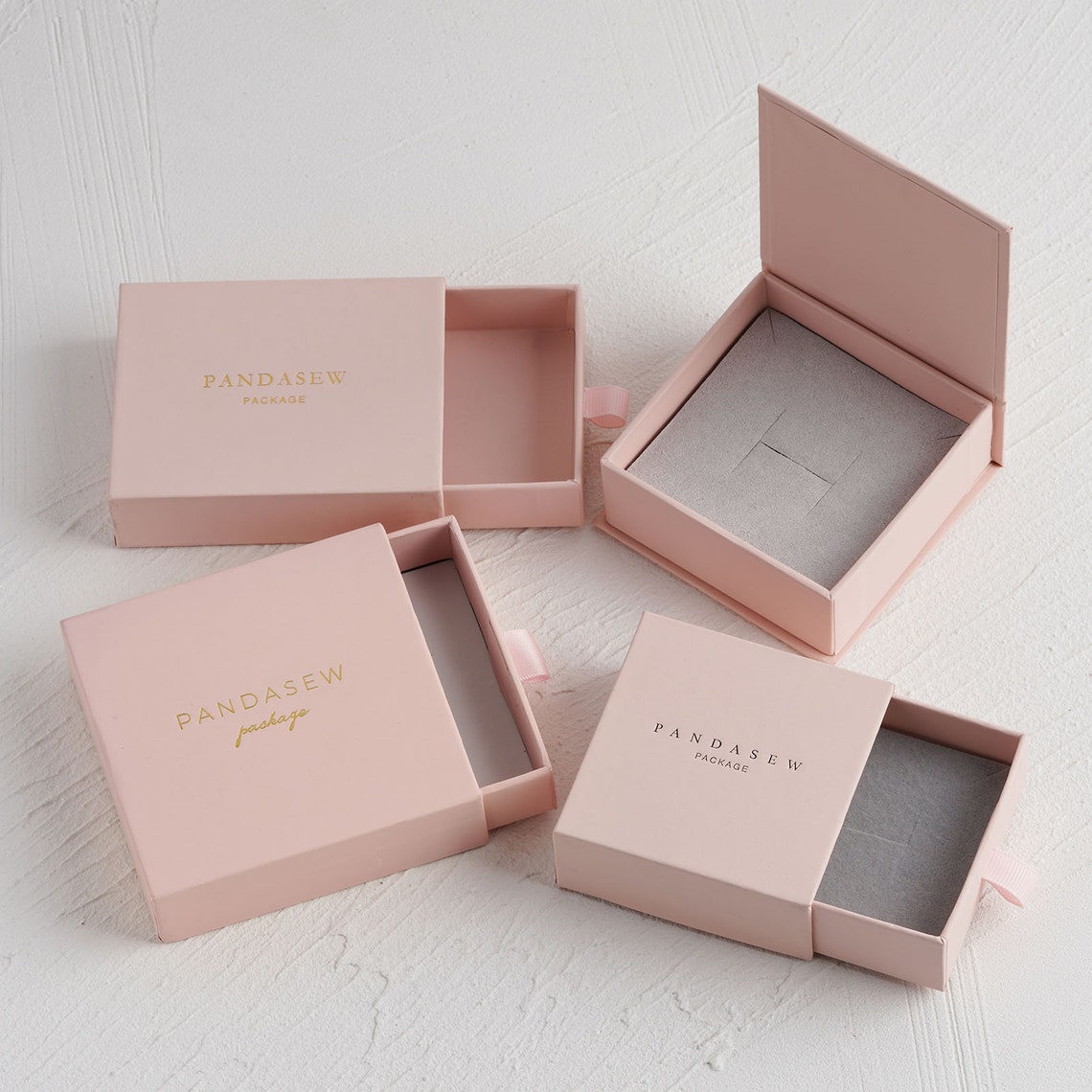 50pcs Pink Paper Box Custom Jewelry Box Personalized Logo - Etsy