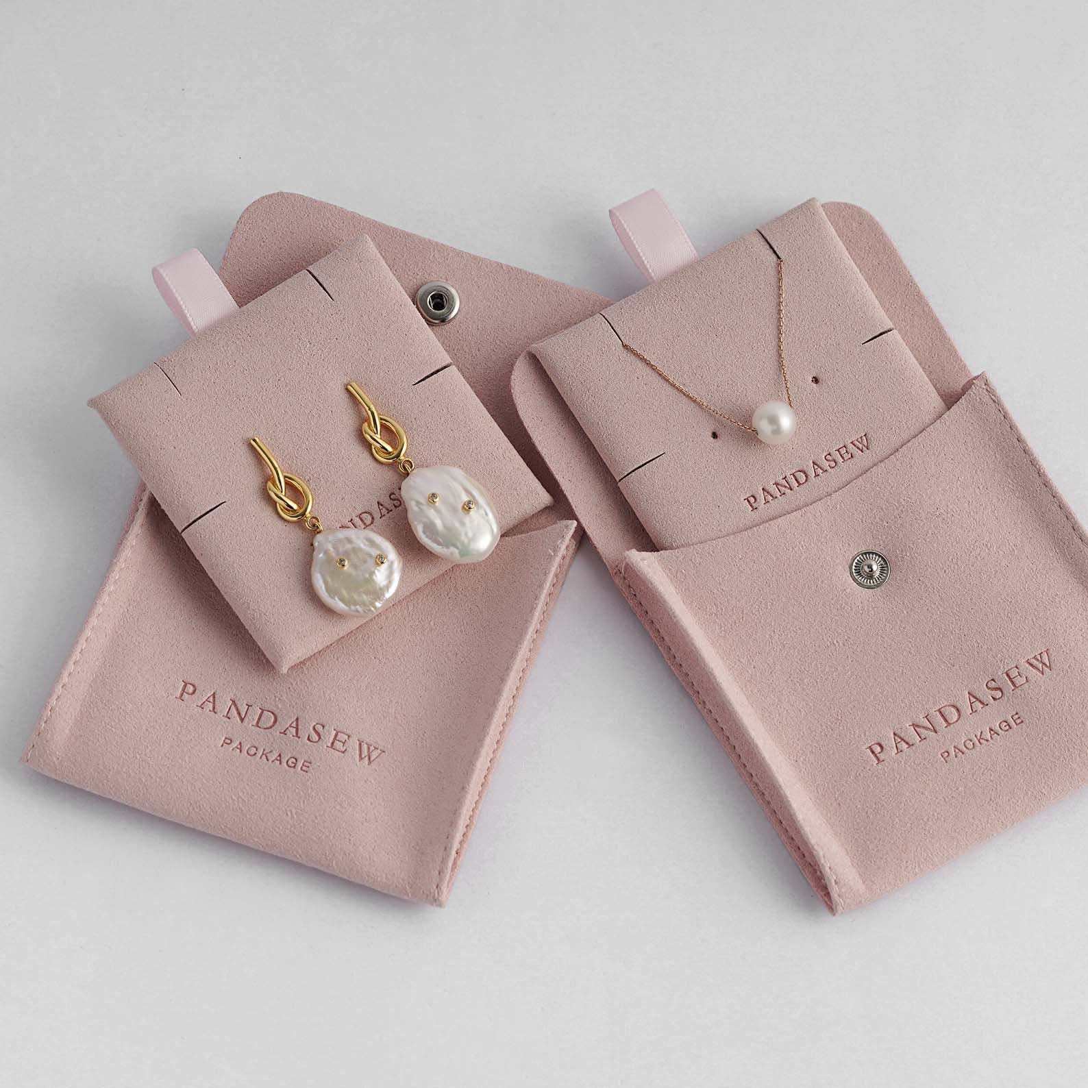 50 set custom jewelry package pouch bag with insert card Logo | Etsy