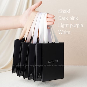 50pcs A1S Black Paper Bag Custom Logo Jewelry Package Bag With ...