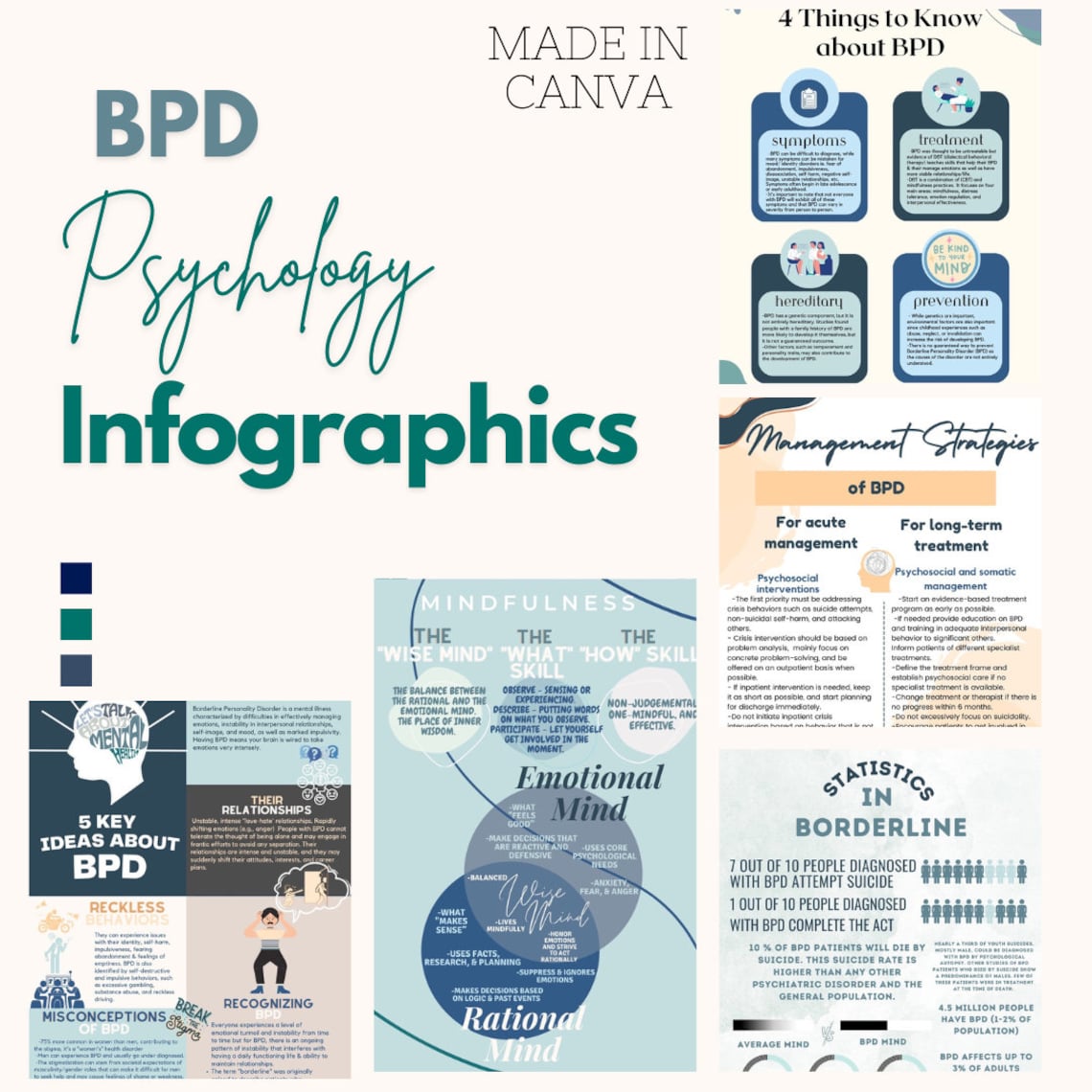11 BPD Infographic Canva Templates Therapy Business Self Care Self Help ...