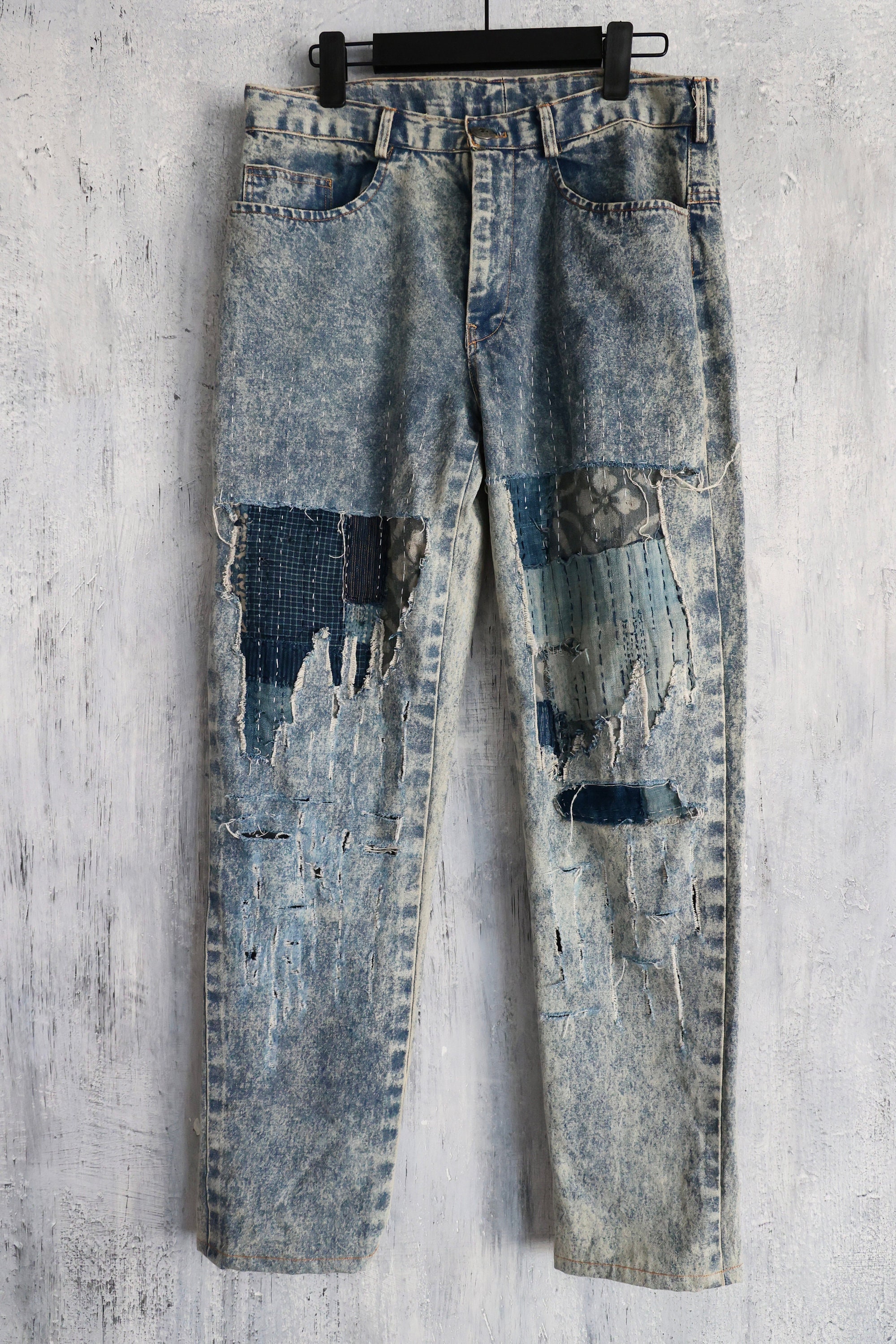 New Denim Collection - Stoned Washed Denim Pants Hand Stitched With ...