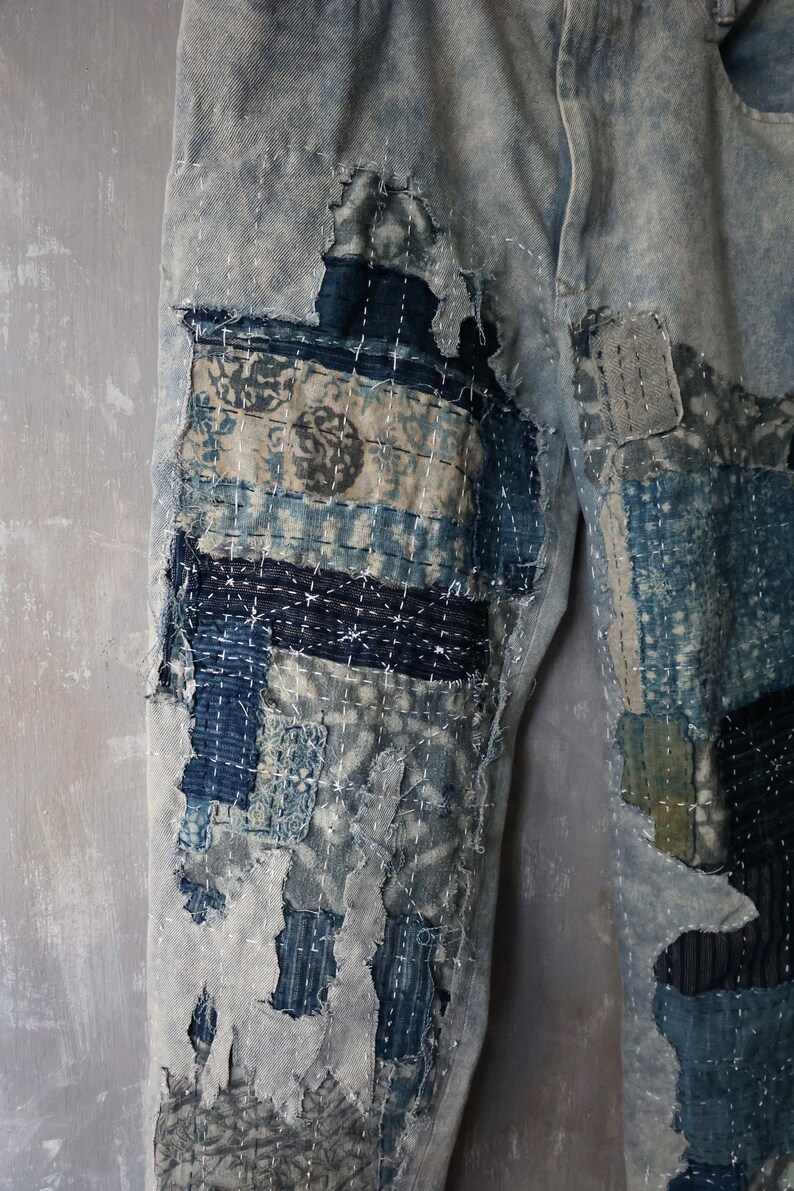 SOLD- New Denim Collection - Stoned Washed Denim Pants Hand Stitched ...